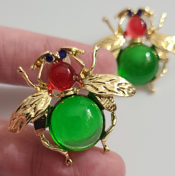 Jewelry | Bug Earrings Jelly Belly Lucite Vintage Style Beetle Bee ...